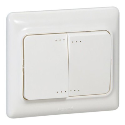 Kaptika - Double one-way switch with indicator -green LED 1 mA -10 AX-250 V~ -White for sale