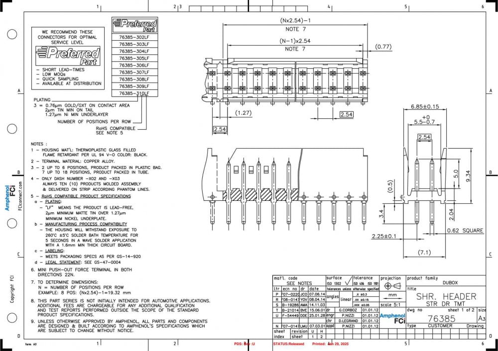 Amphenol 76385 drawing sheet 1