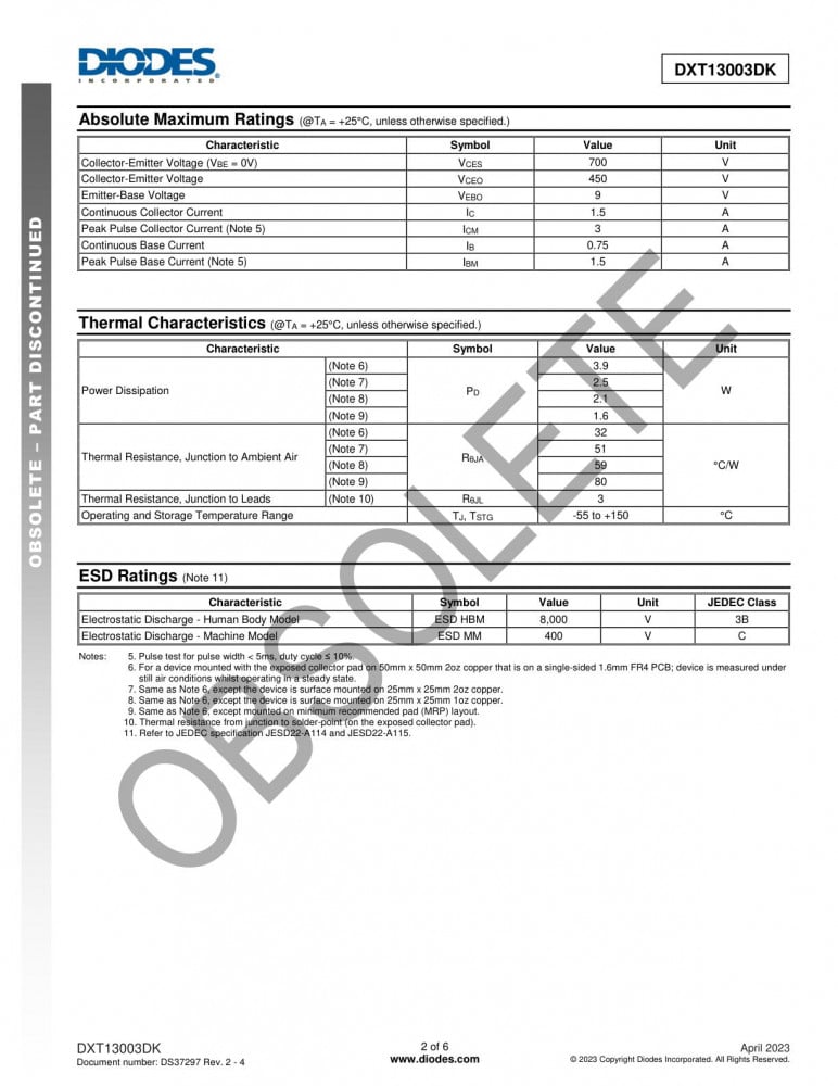 DXT13003DK-13 datasheet page 2