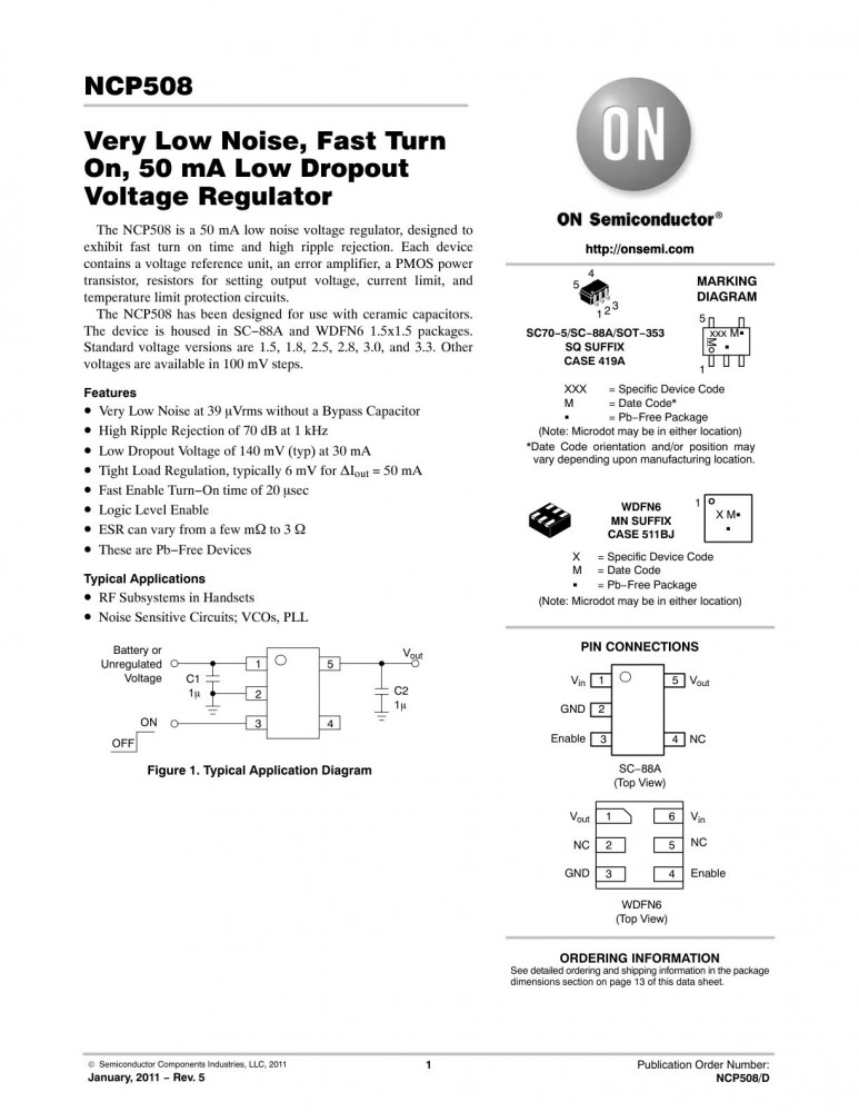 NCP508 technical document page 1