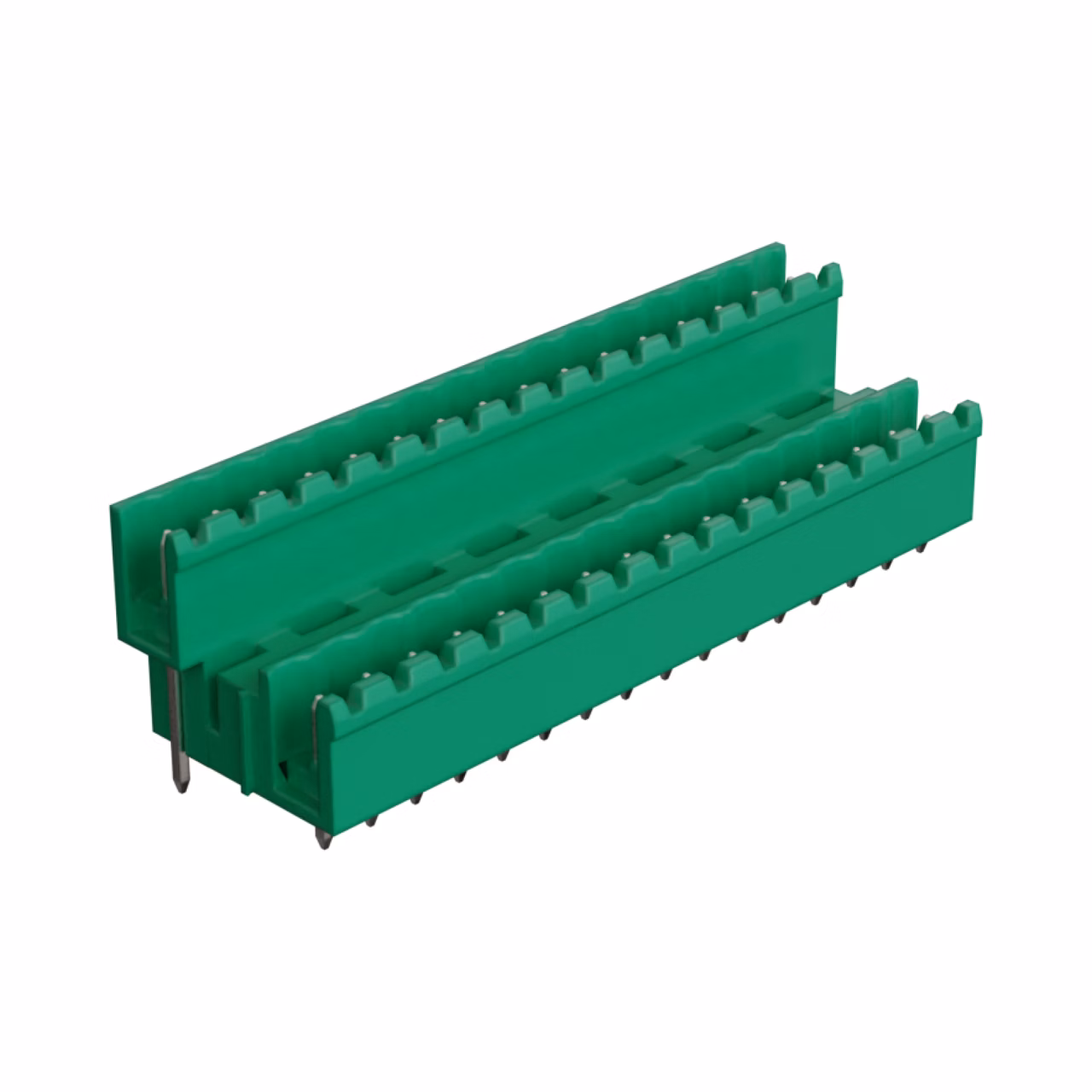 5.00mm Pitch Eurostyle Vertical Dual Level PCB Header, Open Ends, Green Housing, 32 Circuits for sale