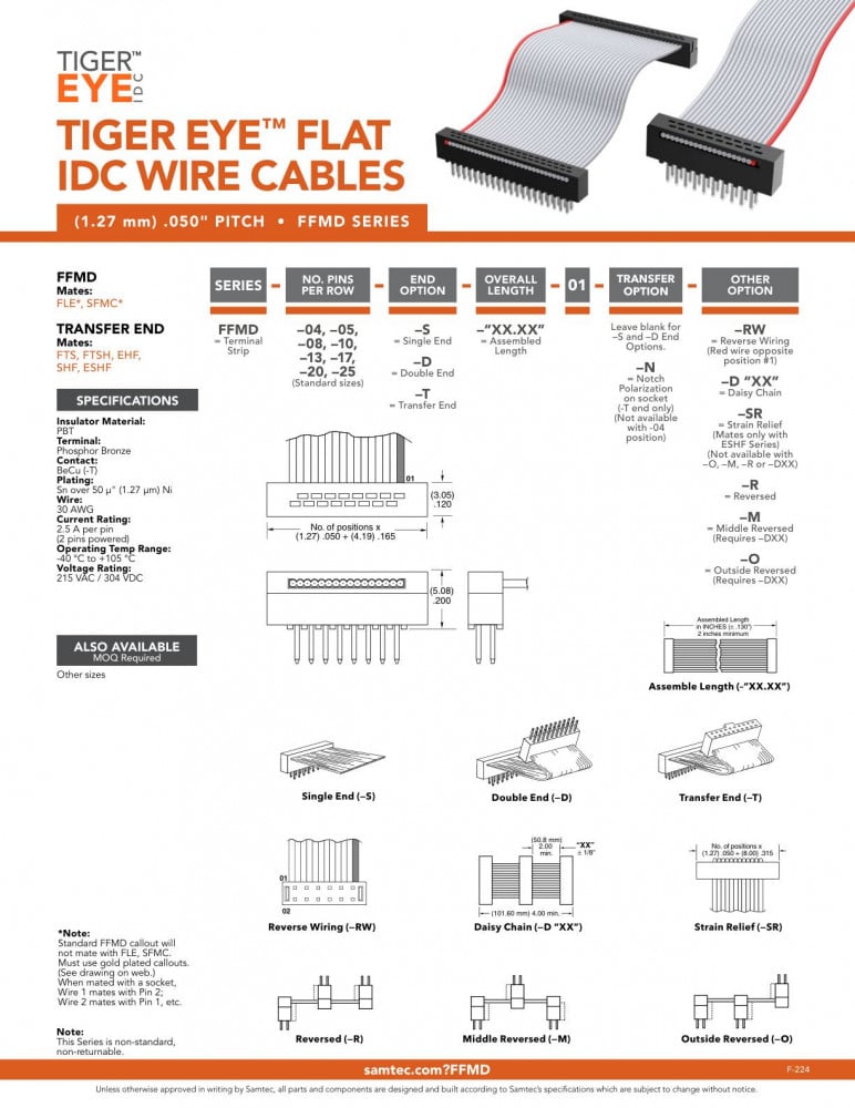 Samtec FFMD-12-01 technical document page