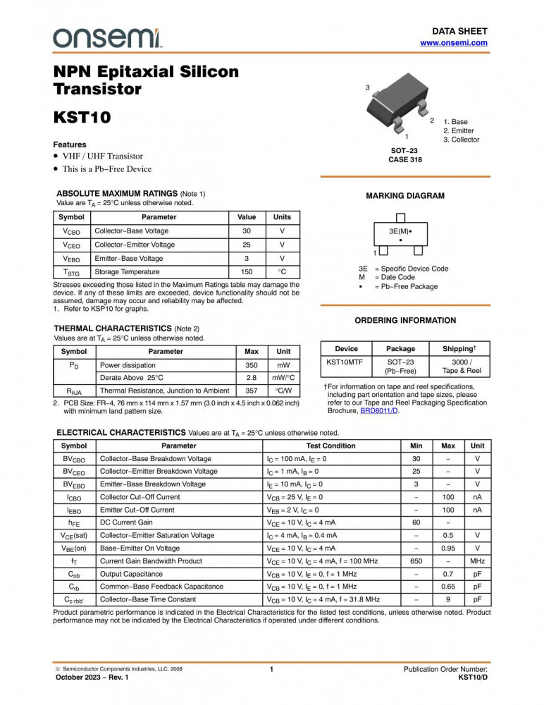 KST10MTF technical document page 1