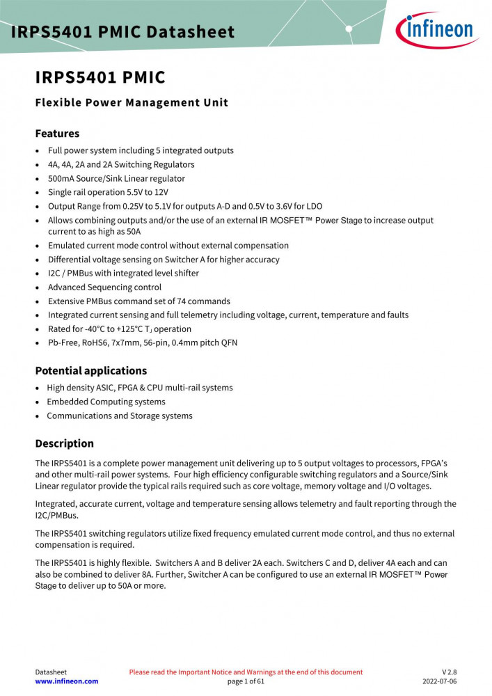 IRPS5401 datasheet page 1
