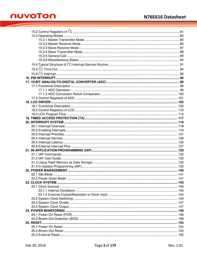N76E616 datasheet page 3