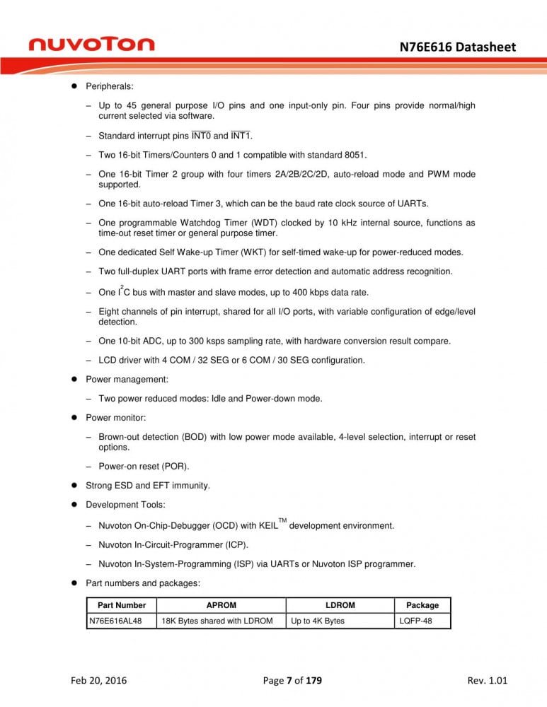 N76E616 datasheet page 7