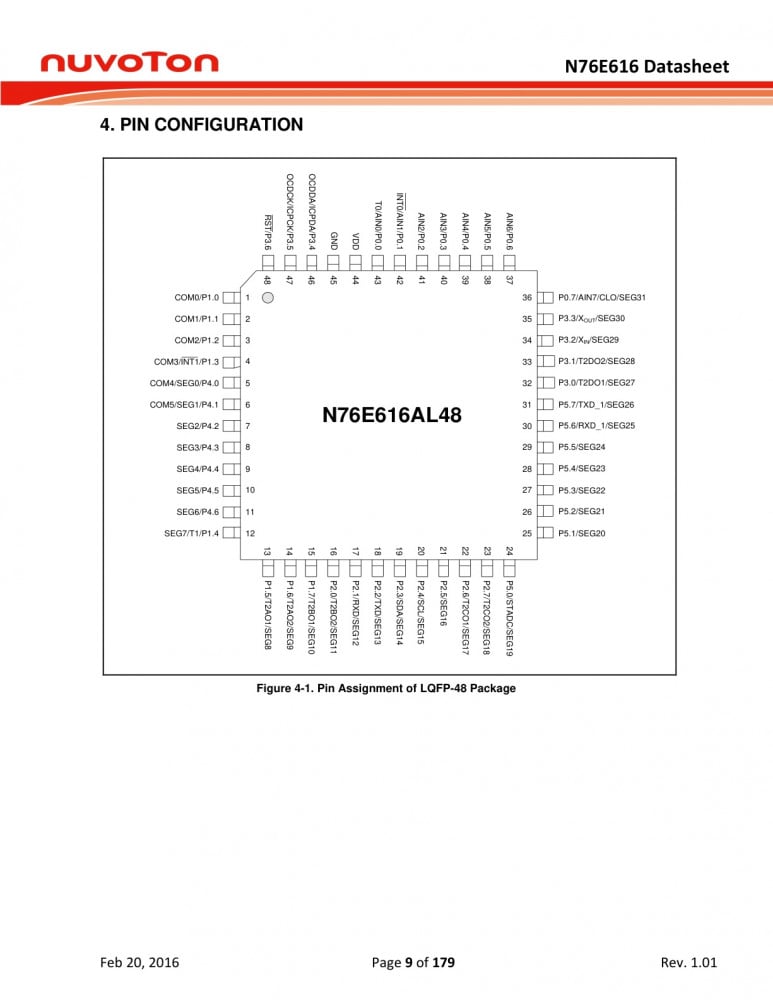 N76E616 datasheet page 9