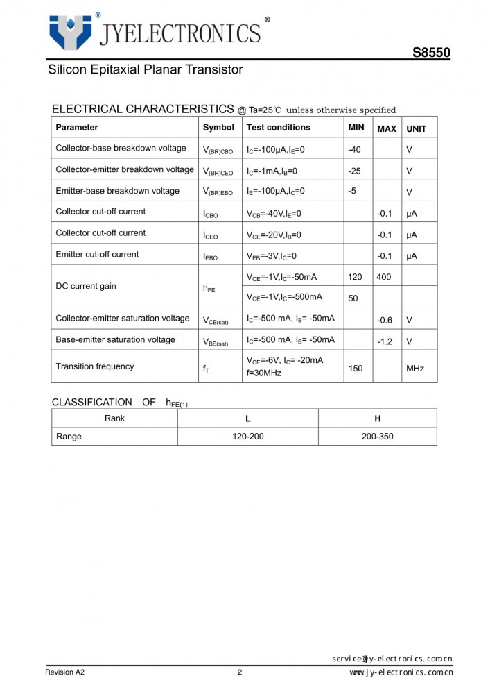 JingYang S8550 datasheet page 2