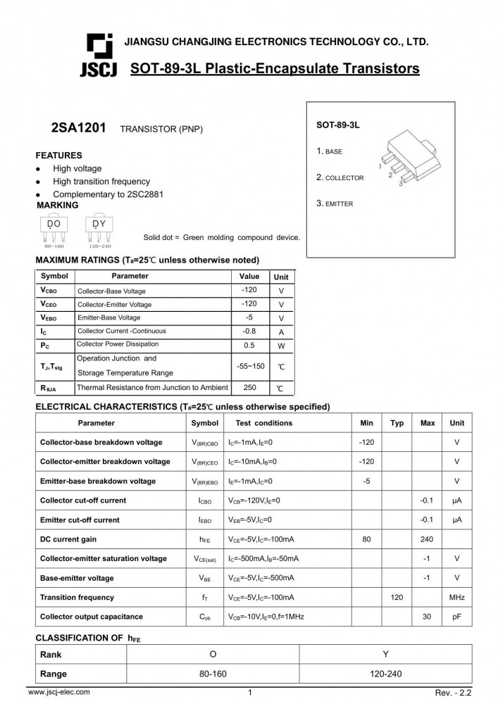 2SA1201 datasheet page 1