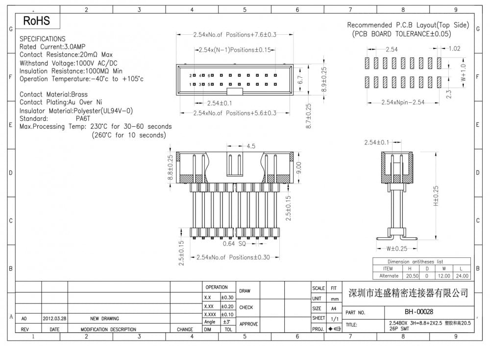 Liansheng BH-00028 technical drawing