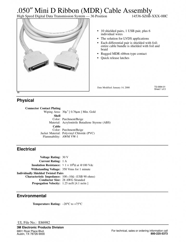 3M 14536-SZ6B-100-0HC datasheet sheet 1