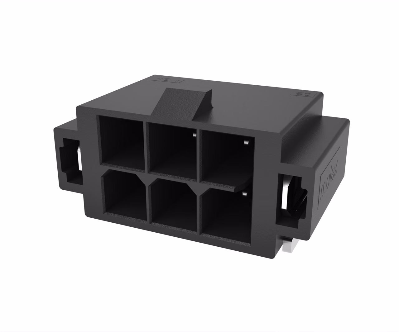 Mini-Fit Max Right Angle Header, Dual Row, Surface Mount, 6 Circuits, Matte Tin (Sn) Plating, Black, Glow-Wire Capable, Tape and Reel for sale