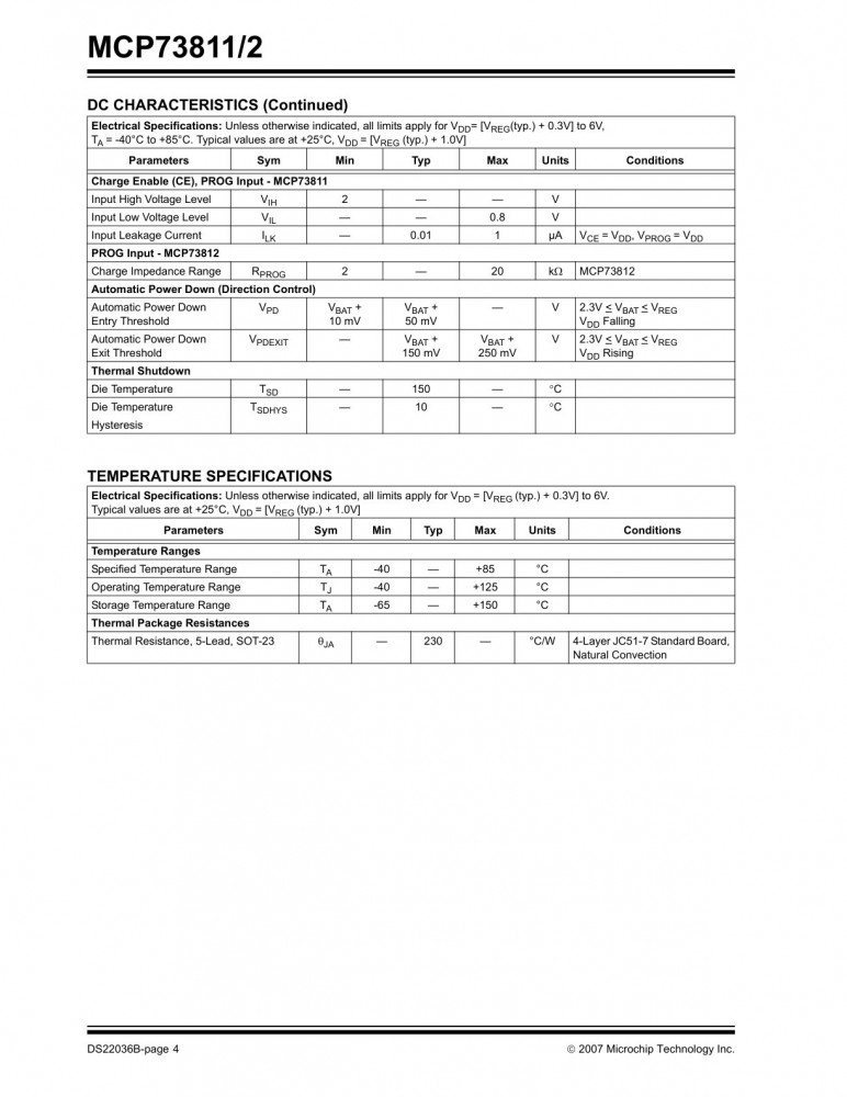 MCP73812T-420I/OT datasheet page 4