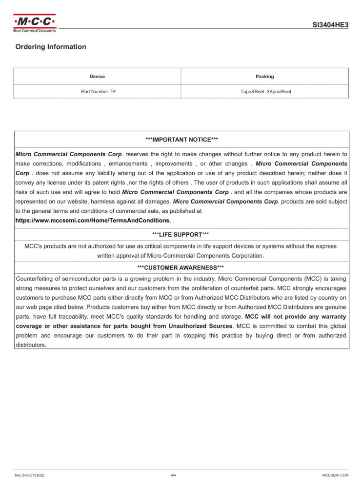 SI3404HE3-TP datasheet page 4