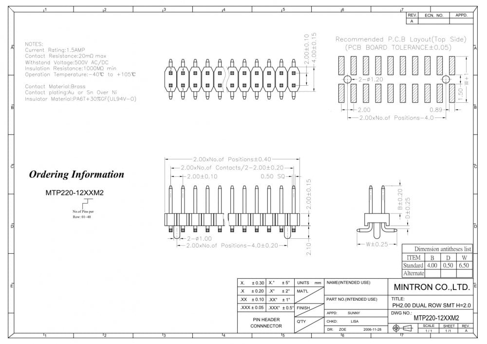 MINTRON MTP220-1240M2 technical drawing