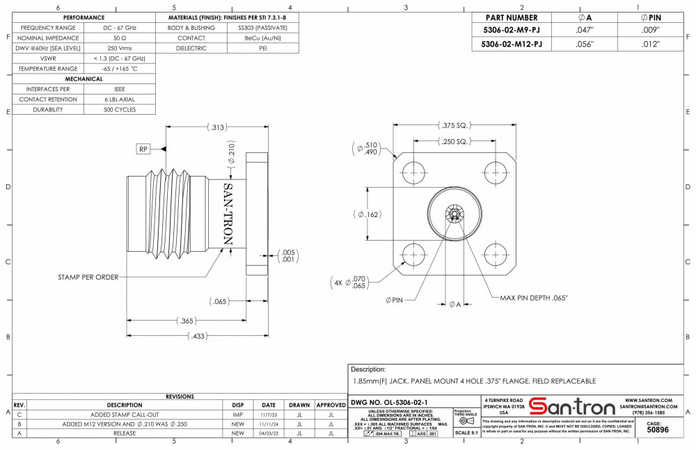 SAN-TRON 5306-02-M9-PJ product drawing