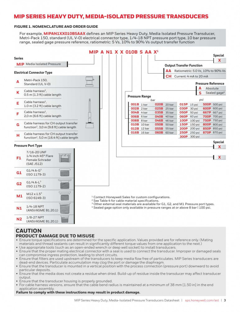 Honeywell MIP Series datasheet page 3