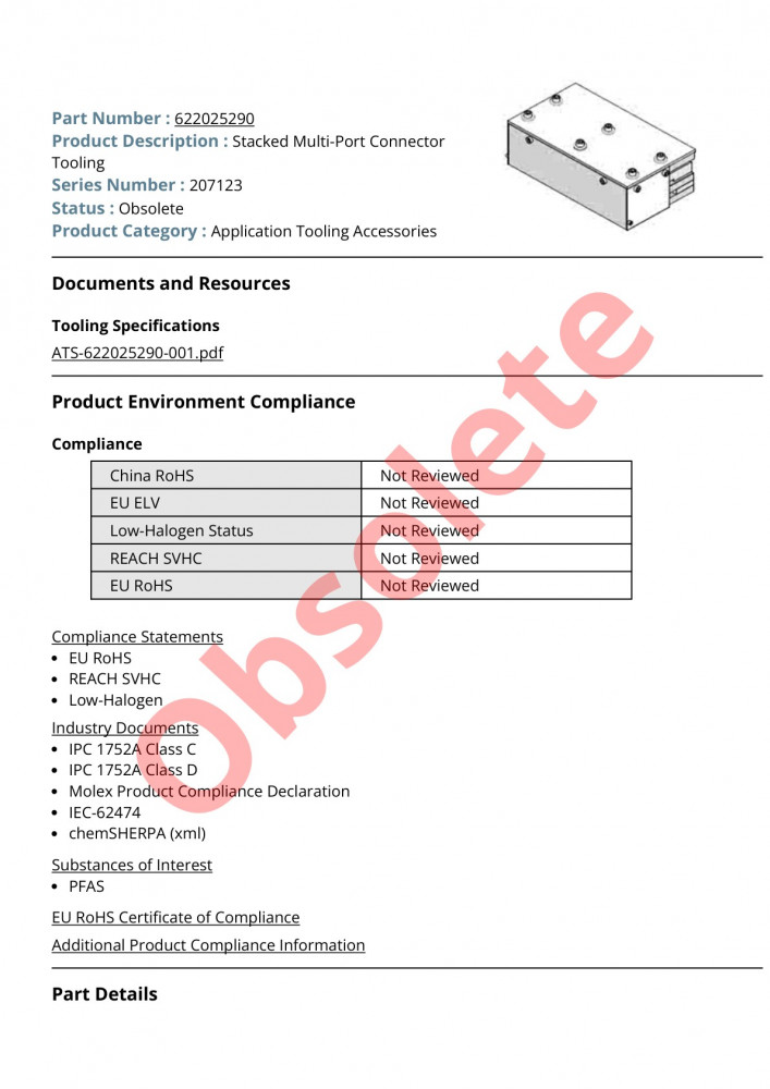 Tooling specification document preview, page 1