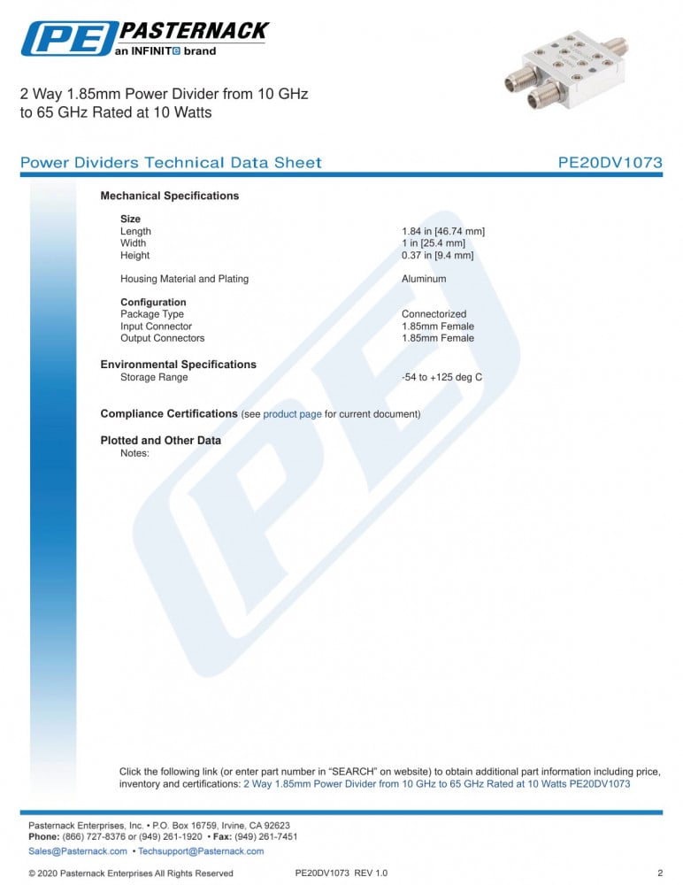 PE20DV1073 technical document page 2