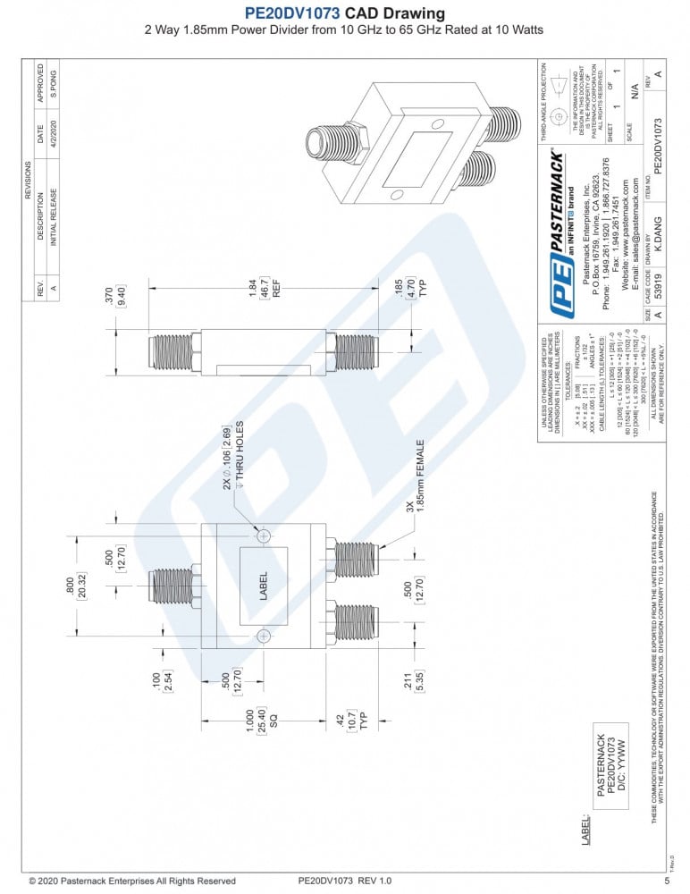 PE20DV1073 technical document page 5