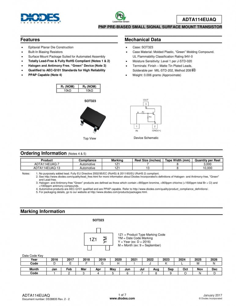 ADTA114EUAQ-13 datasheet page 1