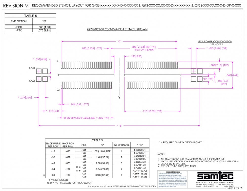 Samtec QFS technical drawing page 4