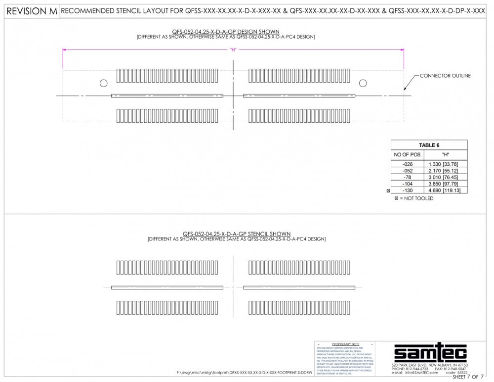 Samtec QFS technical drawing page 7