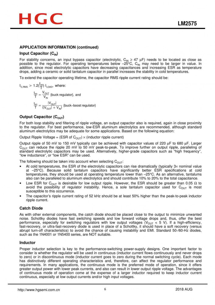 LM2575 technical document page 6