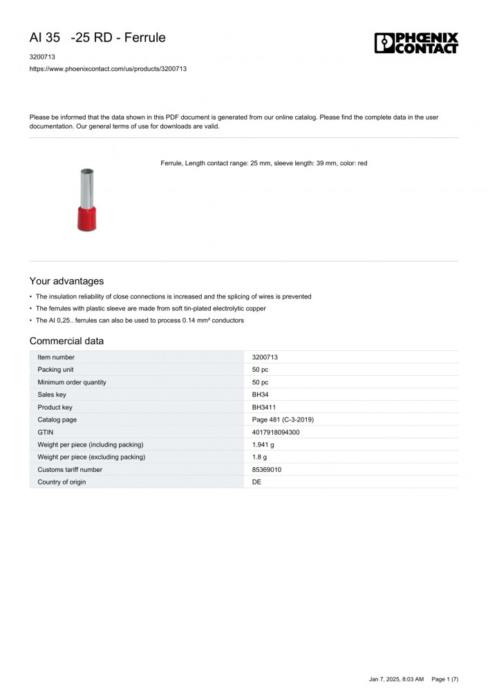 Phoenix Contact 3200713 technical document page 1