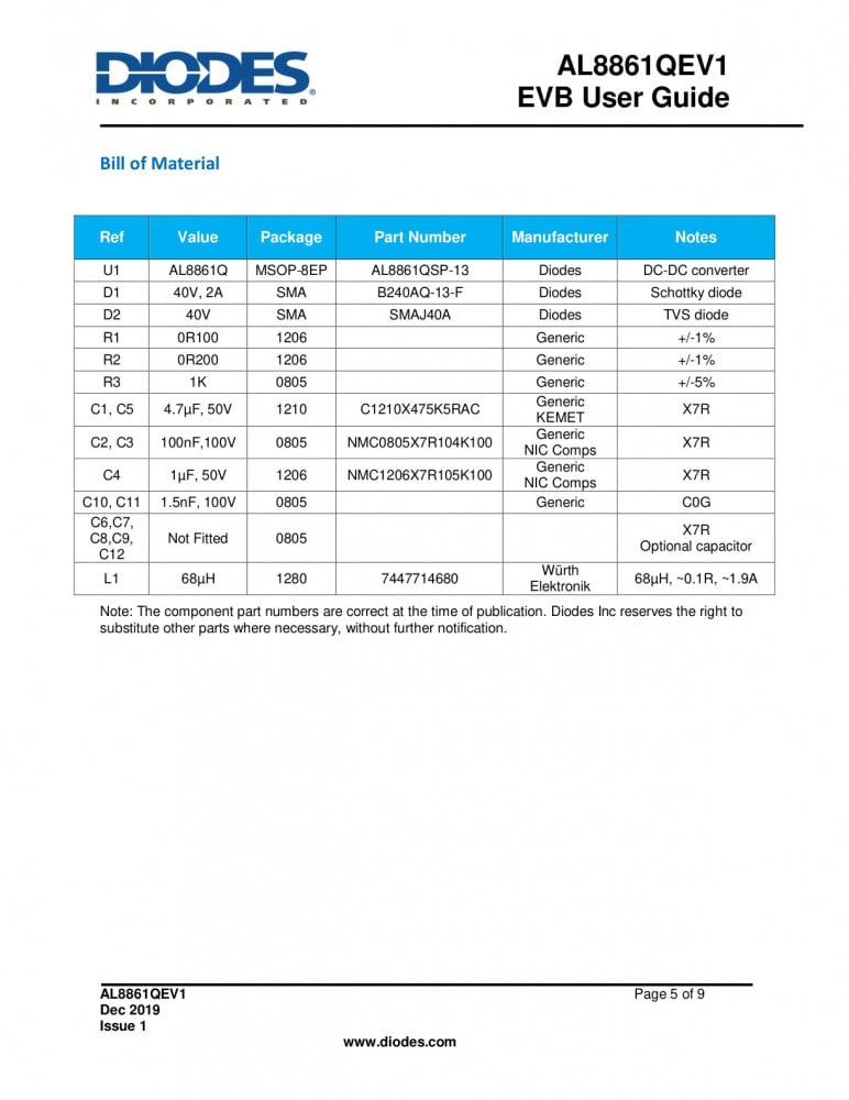 AL8861QEV1 technical document page 5