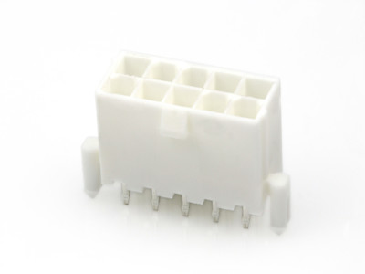 Mini-Fit Jr. Vertical Header, 4.20mm Pitch, Dual Row, 10 Circuits, with Snap-in Plastic Peg PCB Lock, Tin, Natural for sale