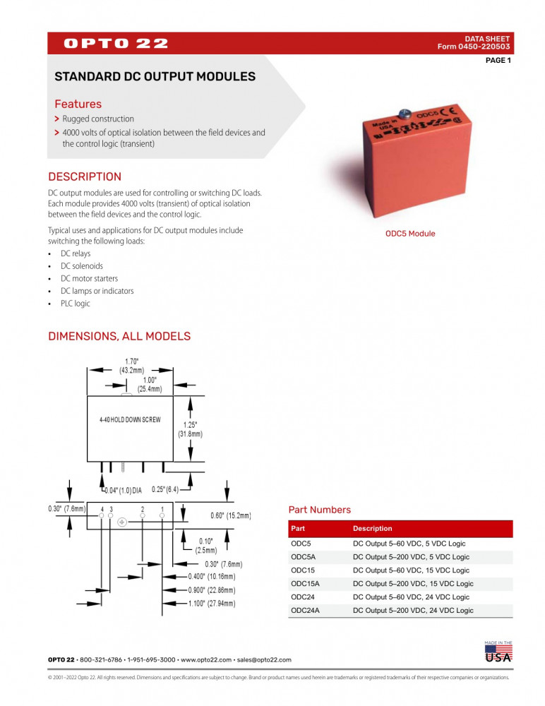 ODC5 technical document, page 1