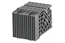 Impact 100 Ohm 6 Pair Right-Angle Orthogonal Daughtercard, Unguided, 10 Columns, 180 Circuits, Plated Through Hole Dimension 0.39mm, Lead-Free