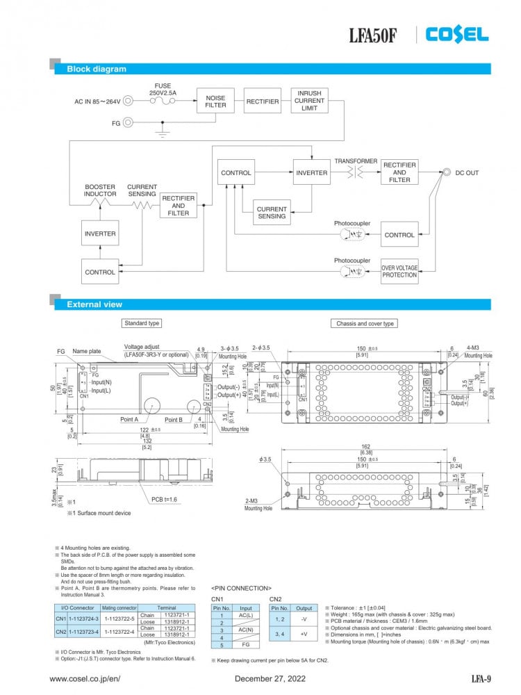 Cosel LFA series datasheet page 9