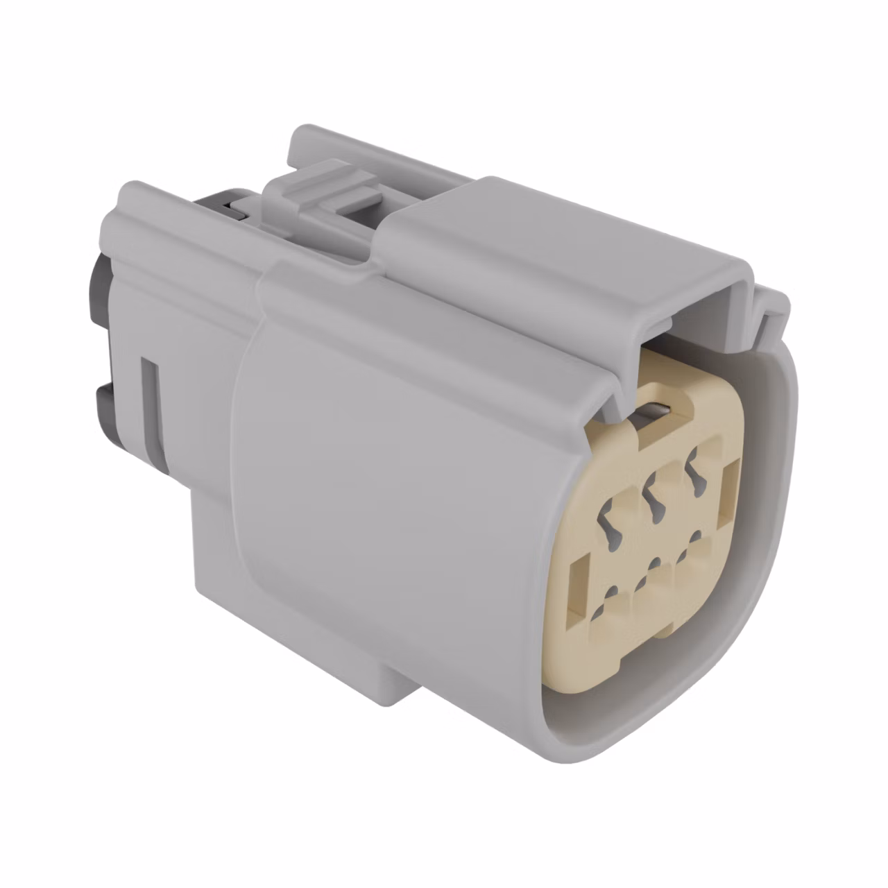 MX150 Mat-Sealed Female Connector Assembly, Dual Row, 6 Circuits, Keying Option D, with Clipslot, without Connector Position Assurance, Stone Gray for sale