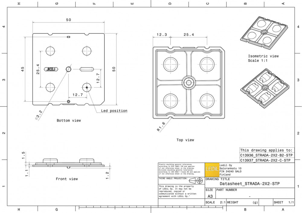 LEDiL STRADA-2X2-STP drawing preview, including C13937 STRADA-2X2-C-STP