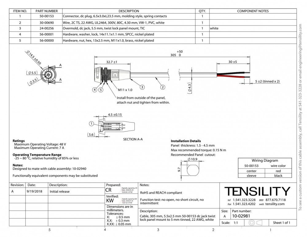 10-02981 product drawing and assembly information