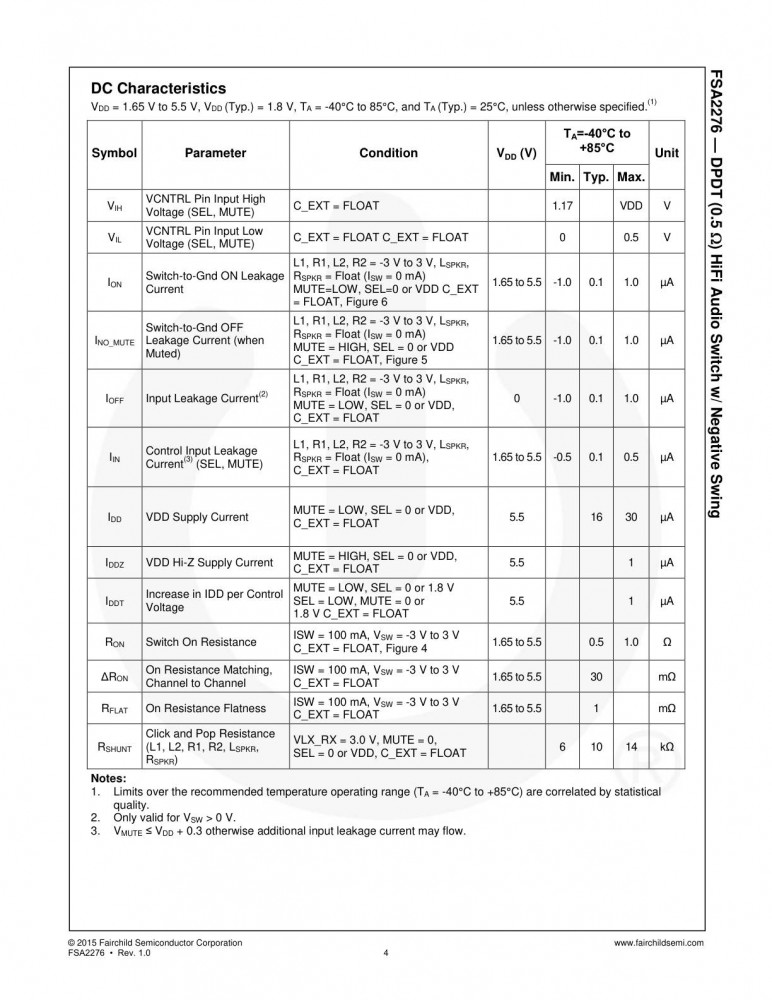 FSA2276 datasheet page 5