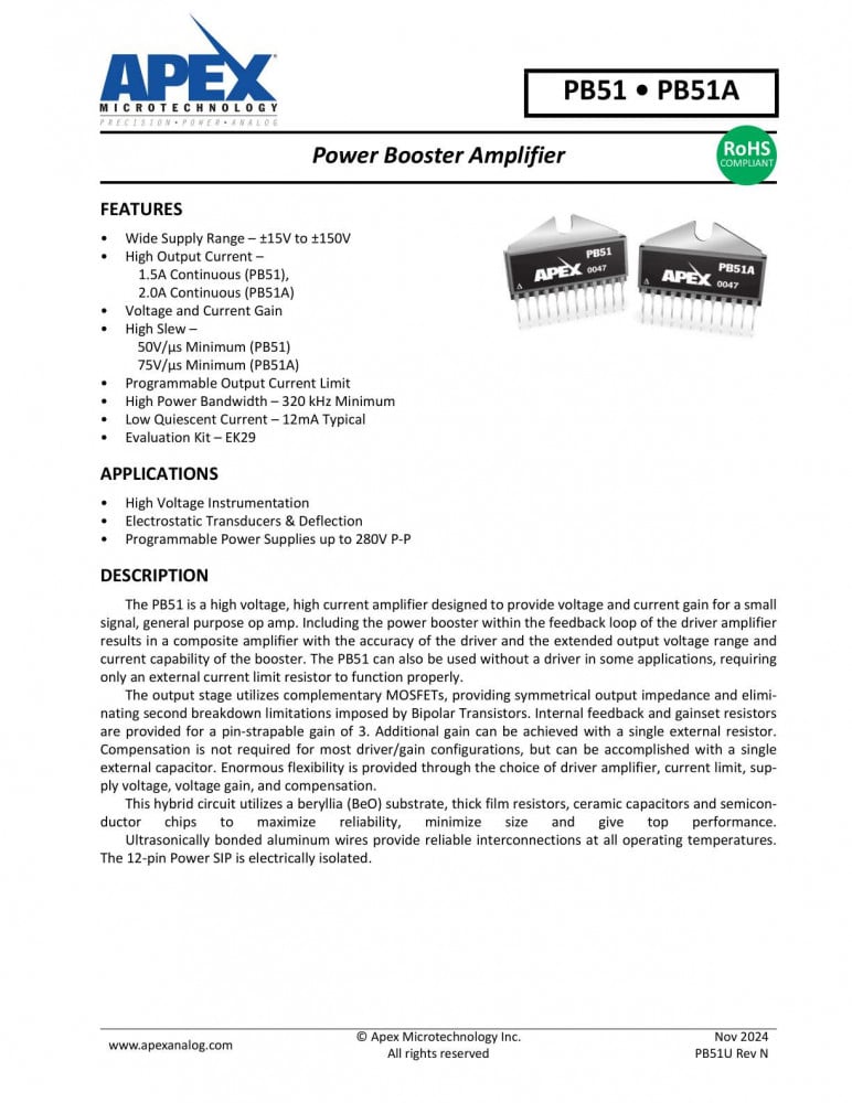 PB51A datasheet page 1