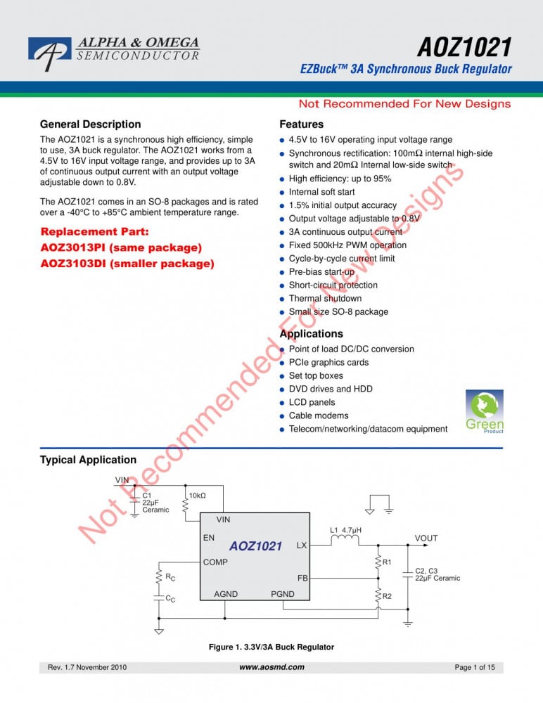 AOZ1021AI datasheet page 1
