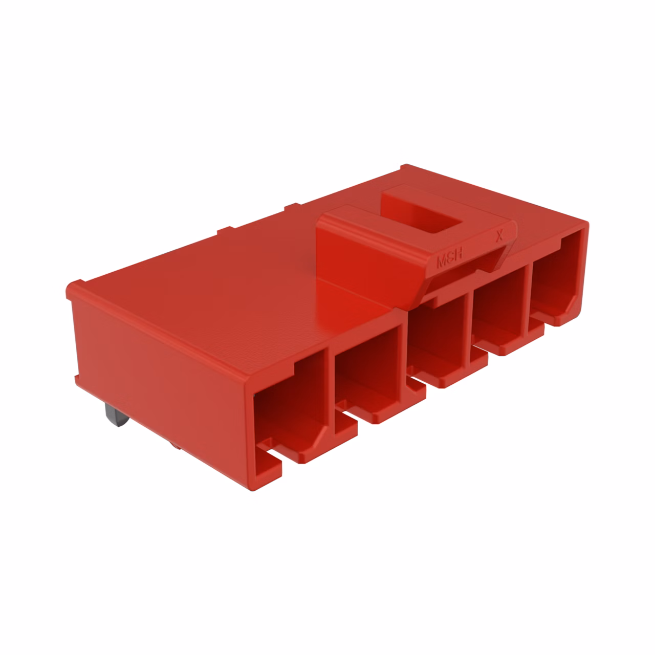 Mega-Fit ColorLock Right-Angle Header, 5.70mm Pitch, Single Row, 5 Circuits, Matte Tin (Sn) Plating, Glow-Wire Capable, Tray, Red for sale