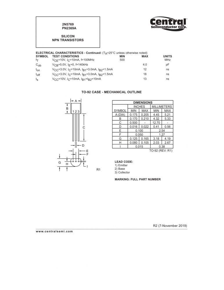 PN2369A datasheet page 2