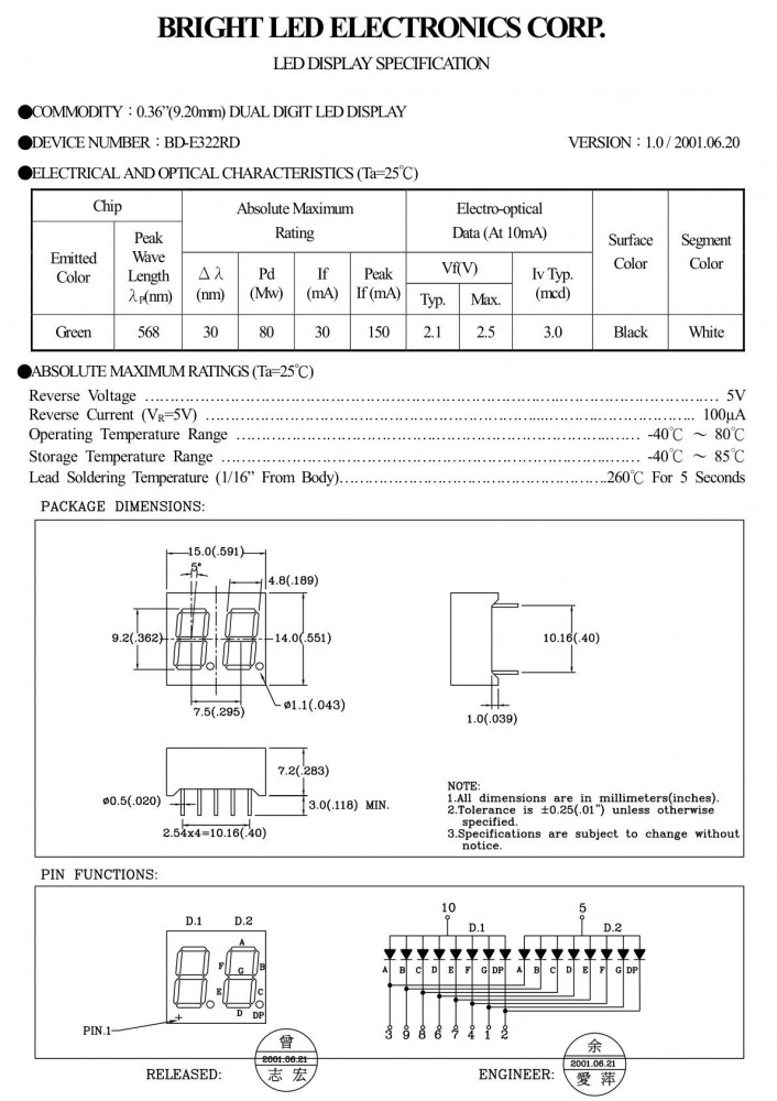 BD-E322RD technical document page 1