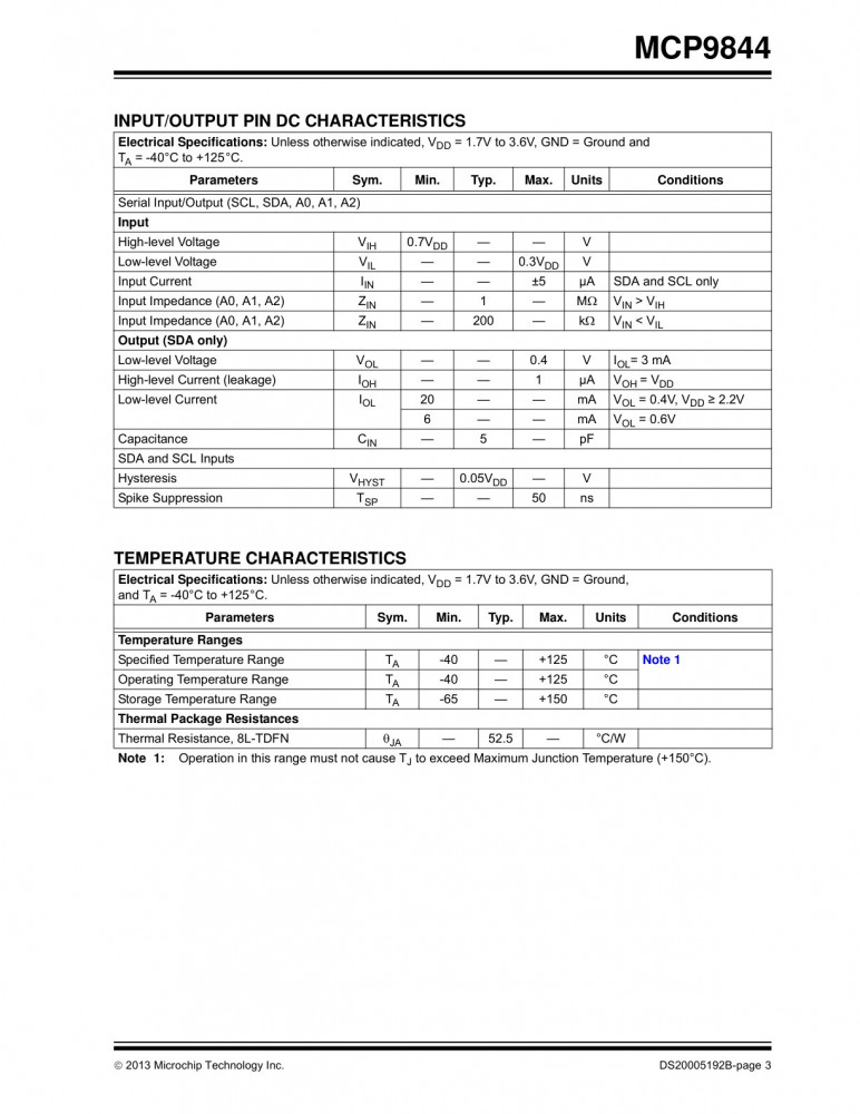 MCP9844T-BE/MNY datasheet page 3