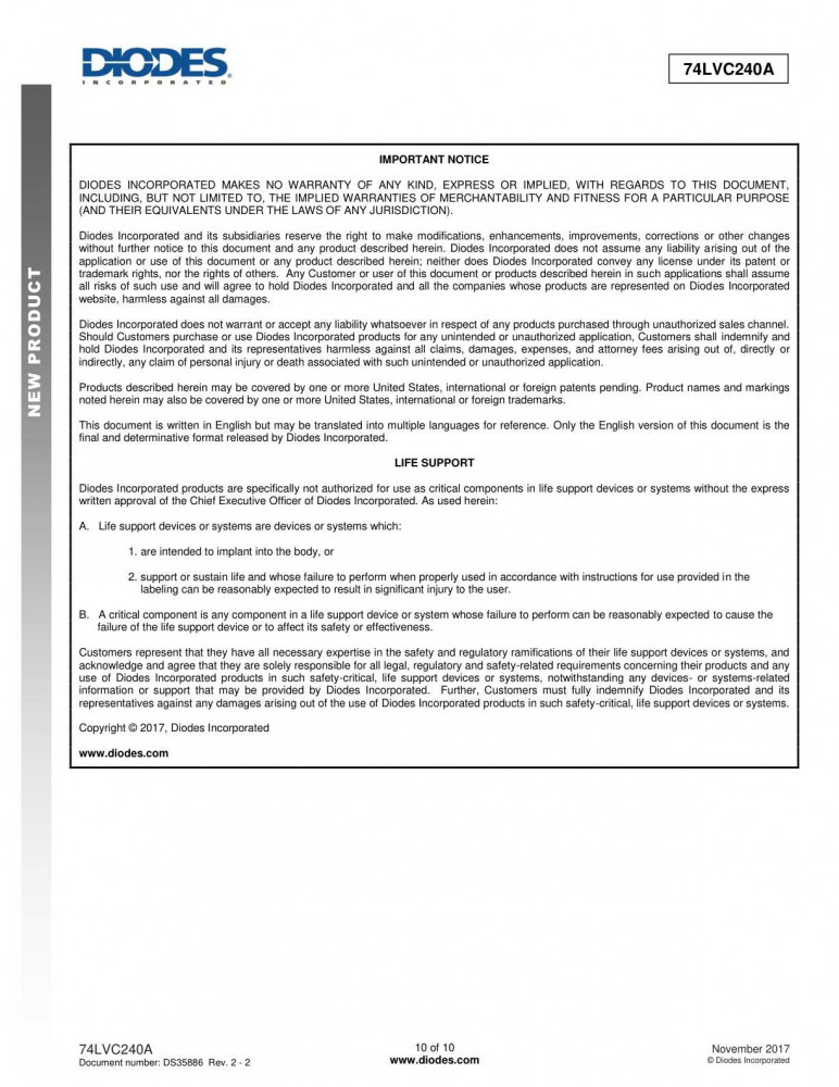 74LVC240AT20-13 datasheet page 10