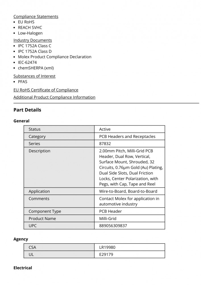 Molex 878326523 technical document preview, page 2