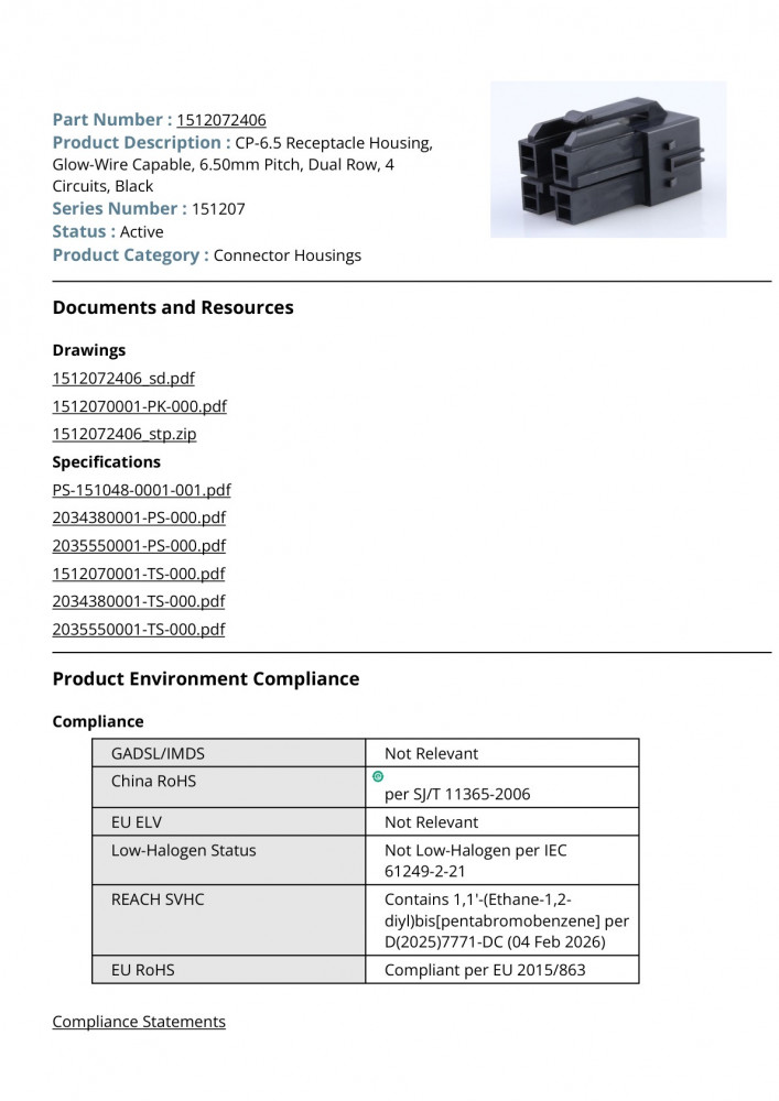 MOLEX 1512072406 product document page 1