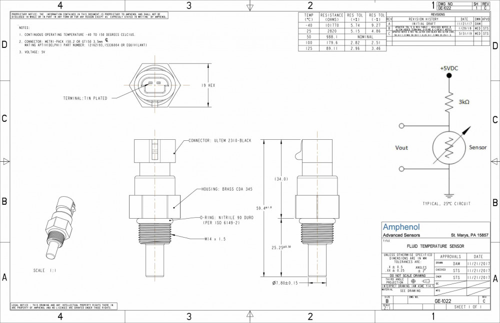 Amphenol GE-1022 technical document preview