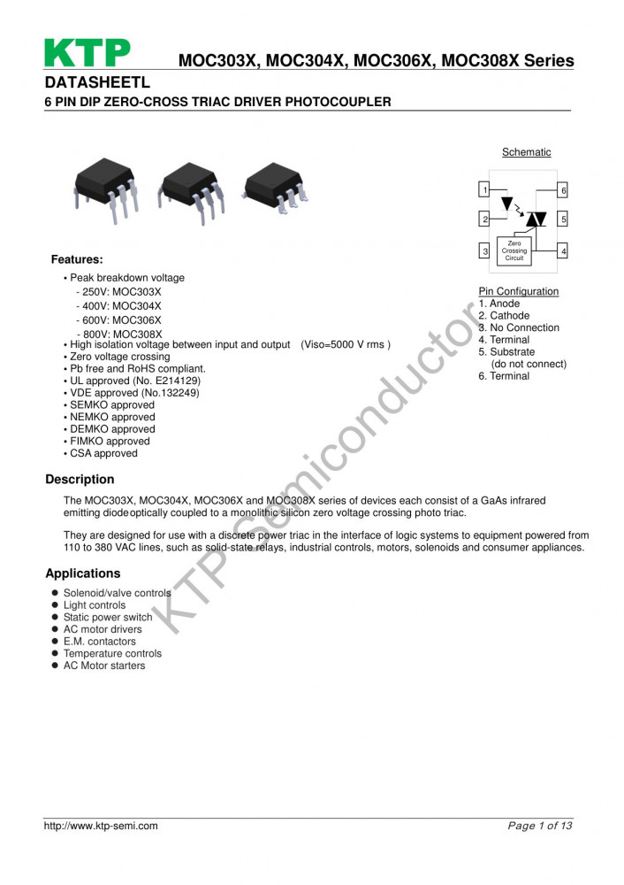 MOC3083S datasheet page 1