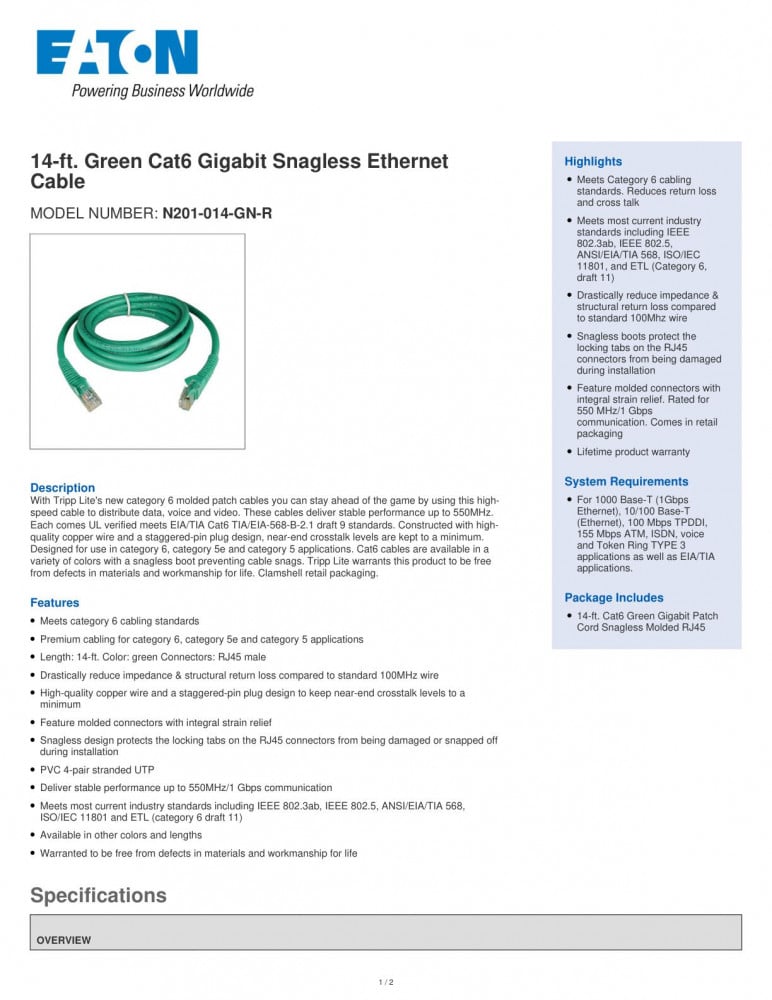 N201-014-GN-R technical document page 1